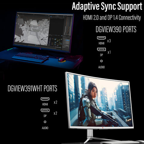 Deco Gear Curved 39 Inch Gaming Monitor - HDR400, 165Hz, 16:9